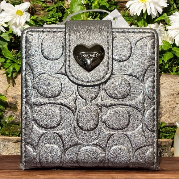 Coach | Accessories | Coach Metallic Silver Embossed Liquid Gloss ...